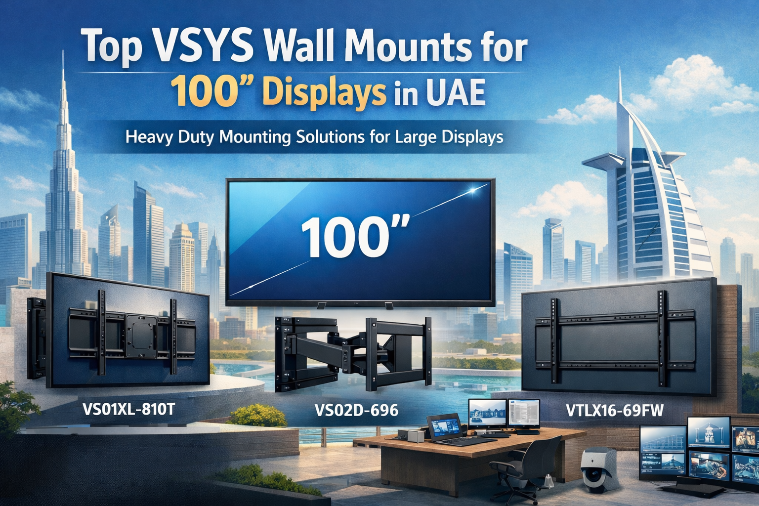 Best 100” TV Wall Mounts in UAE | Heavy Duty 100 Inch TV Mounts by VSYS AV